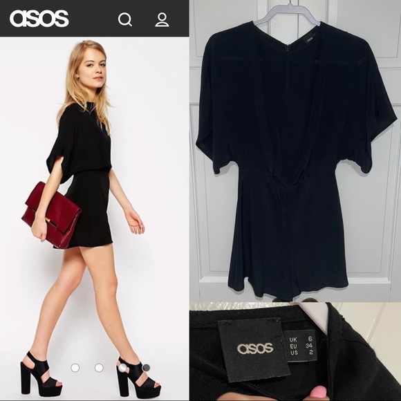 ASOS | Skirts | Asos Satin Black Romper Dress Xs S | Poshmark